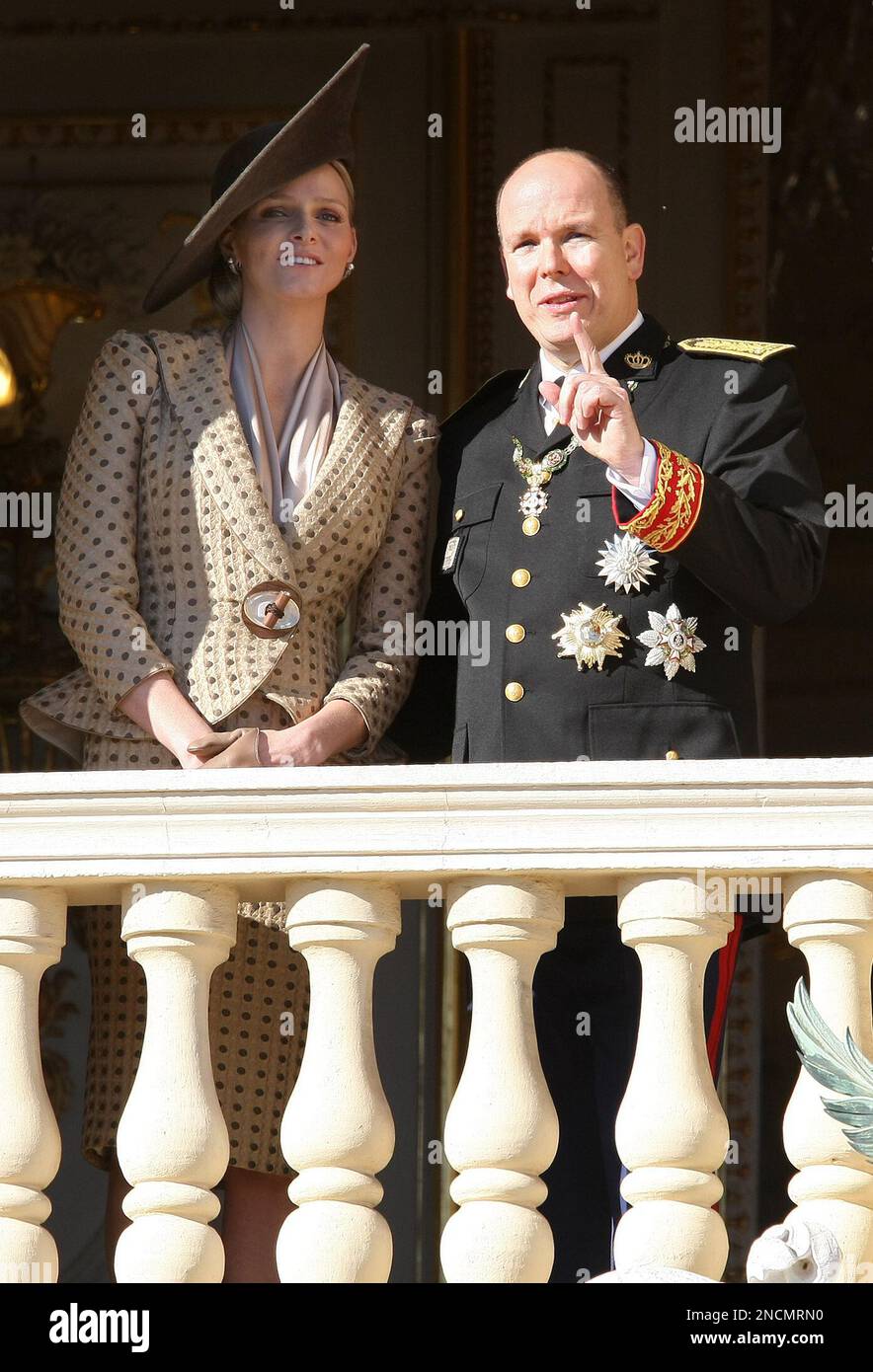 Prince Albert II of Monaco and his fiancee Charlene Wittstock attend ...