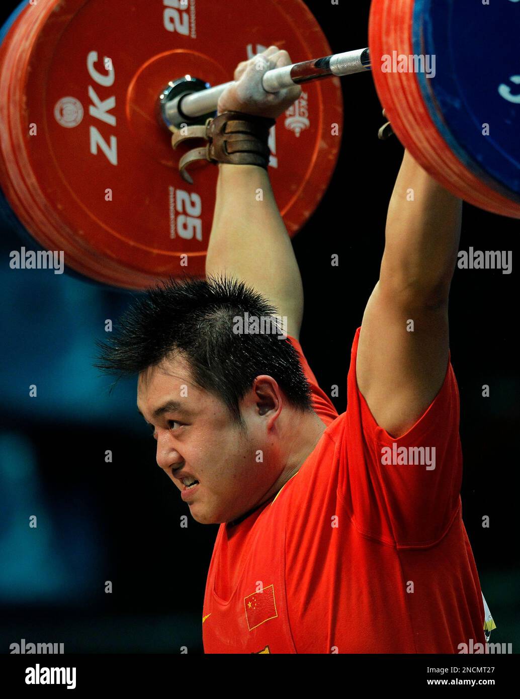Zhe Yang from China attempts successfully in the Men's 105 kg clean and ...