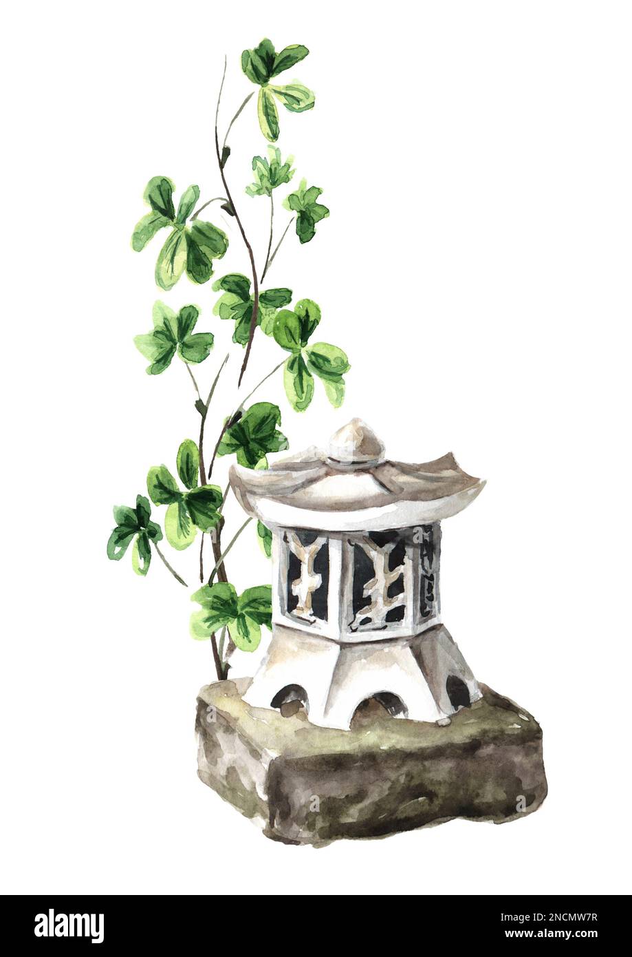 Garden japanese stone lantern, Landscape design element, Hand drawn ...