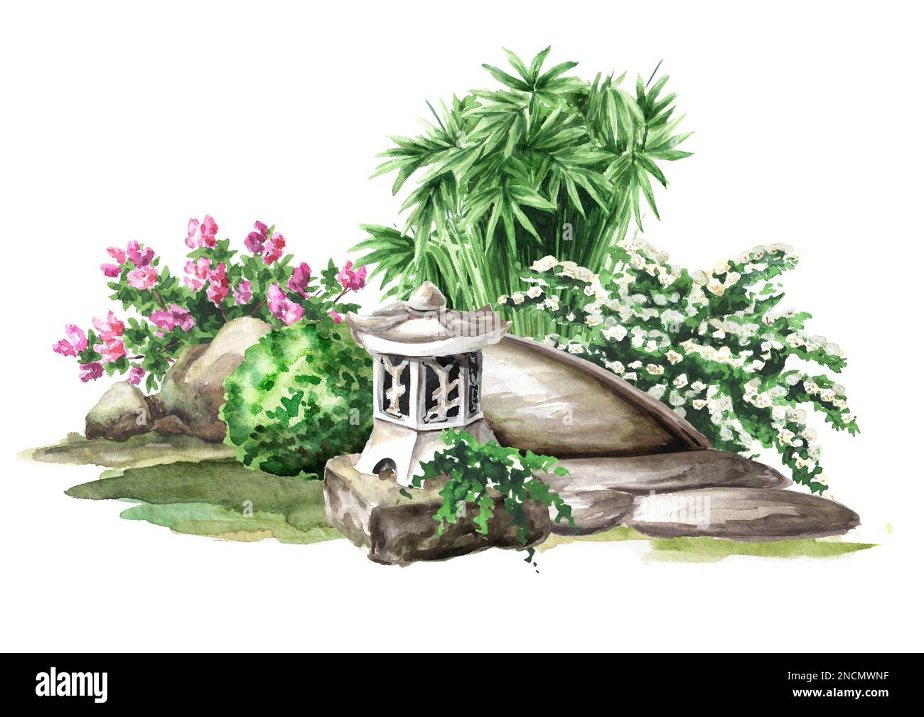 Beautiful landscaped garden bridge Cut Out Stock Images & Pictures - Alamy