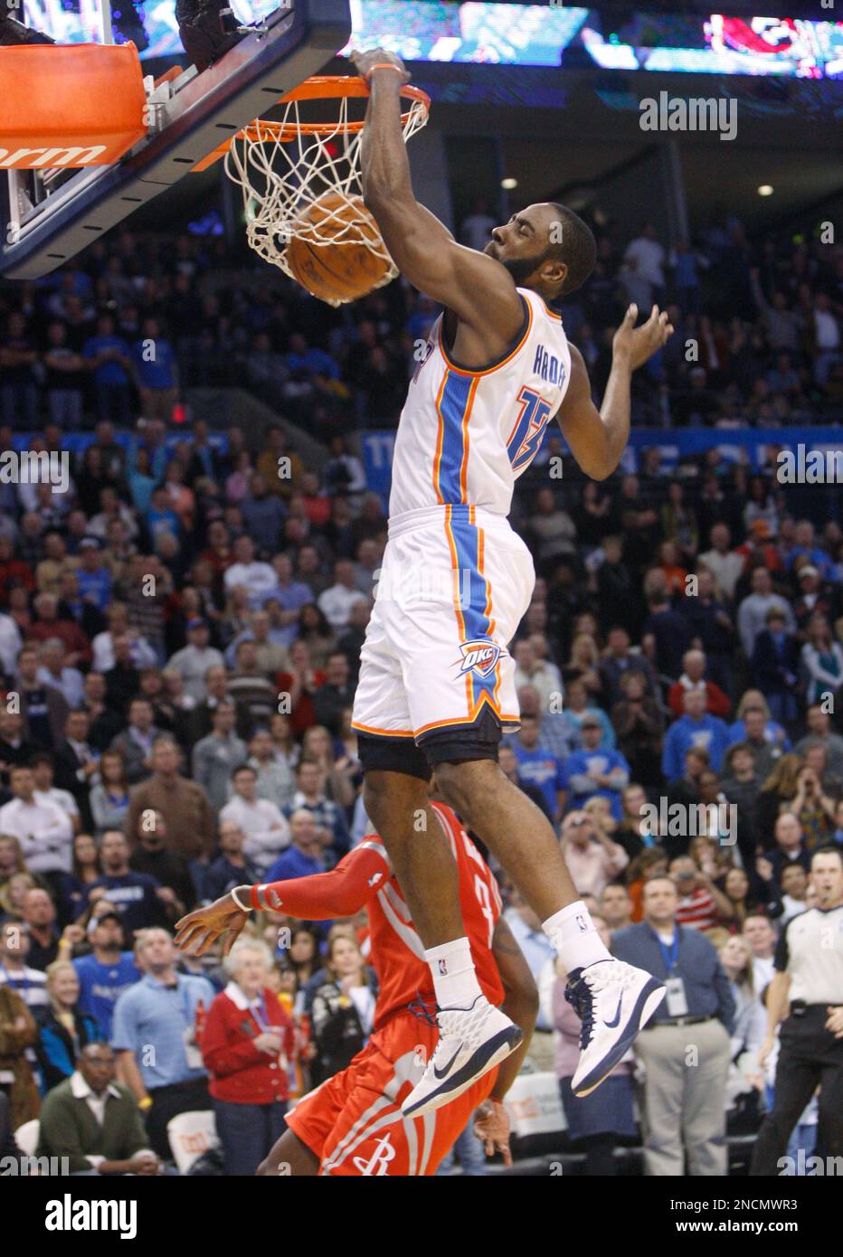 Oklahoma City Thunder guard James Harden in an NBA game in Norman, Okla ...