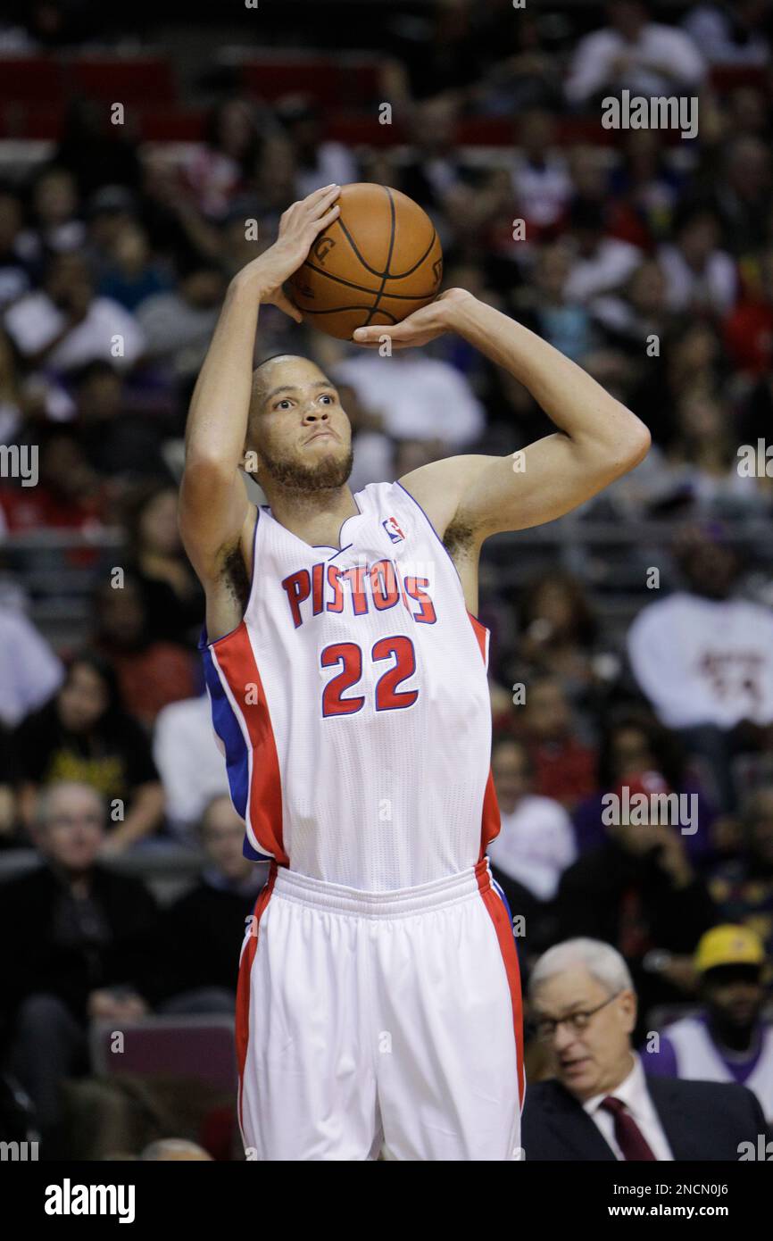 Detroit Pistons forward Tayshaun Prince shoots against the Los Angeles ...