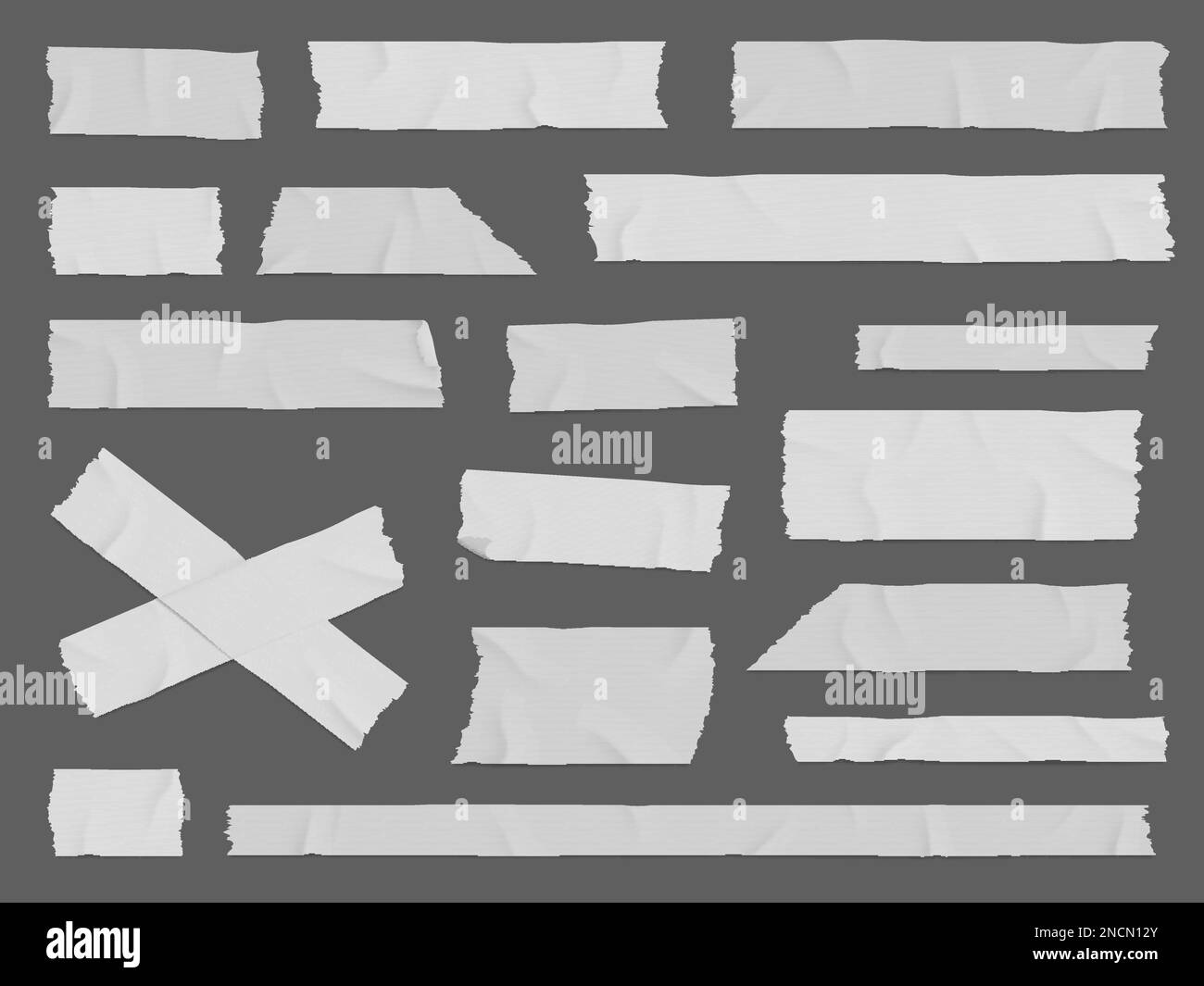 White adhesive or duct tape crumpled stripes. Realistic 3d vector ...