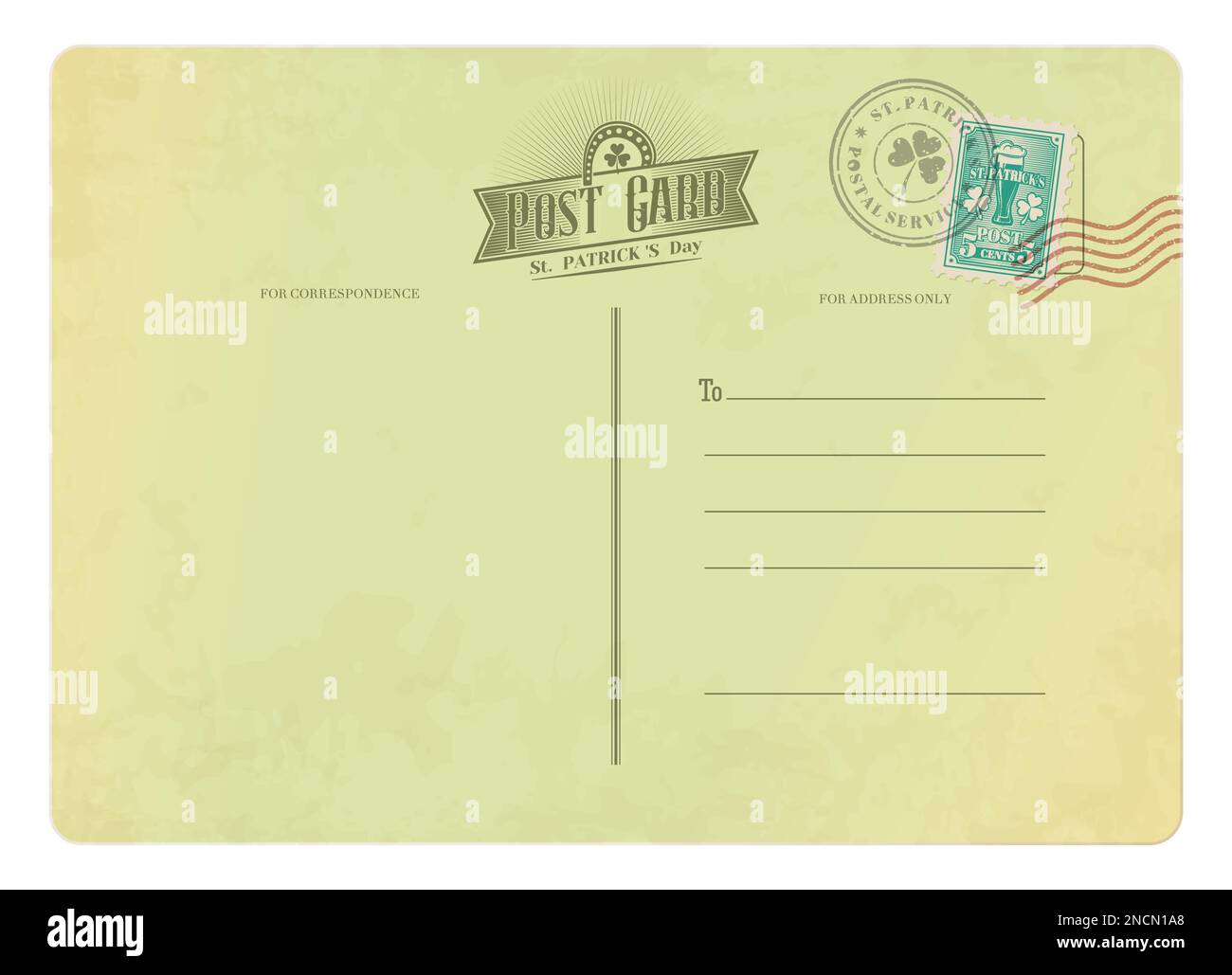 Saint Patrick day antique postcard, postage stamp on vintage mail ...