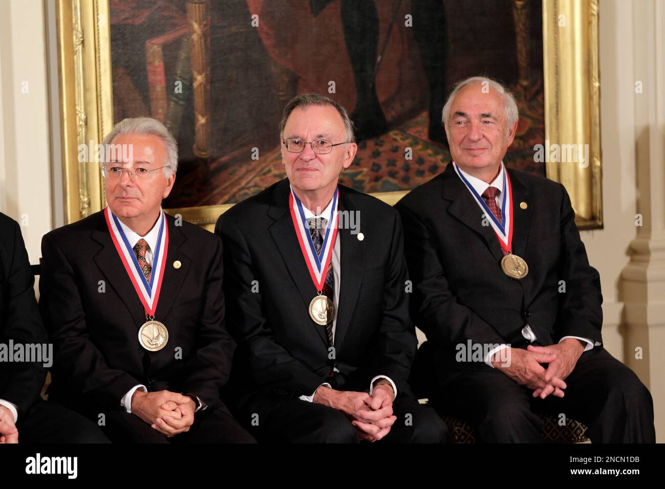 From left, Federico Faggin, Marcian E. Hoff Jr., and Stanley Mazor, the ...