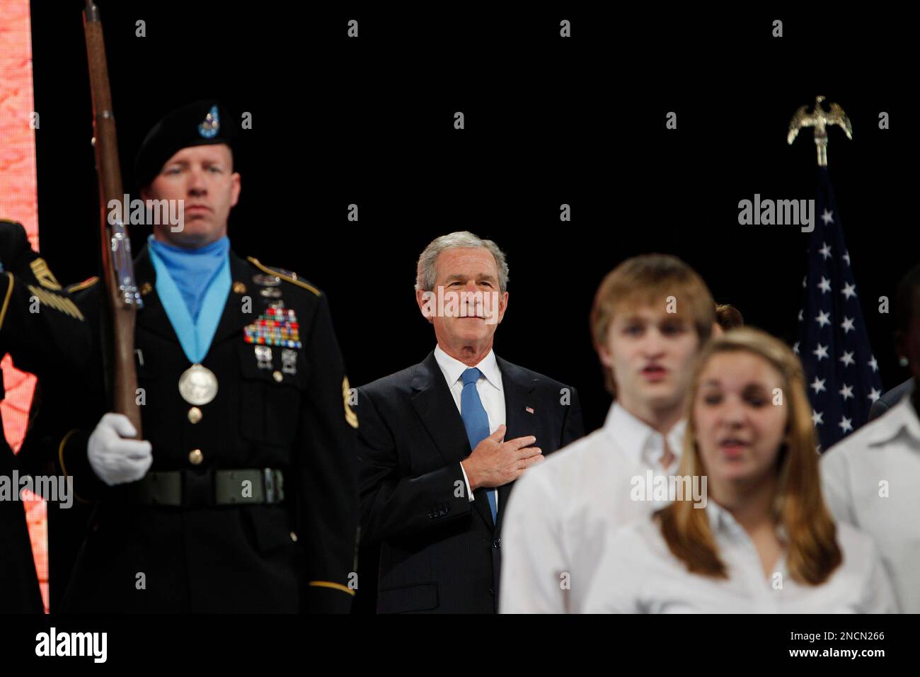 Former President George W. Bush during the ground breaking ceremony for ...