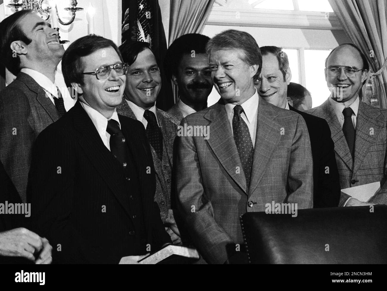 President Jimmy Carter and James T. McIntyre, left, Director, Office of ...
