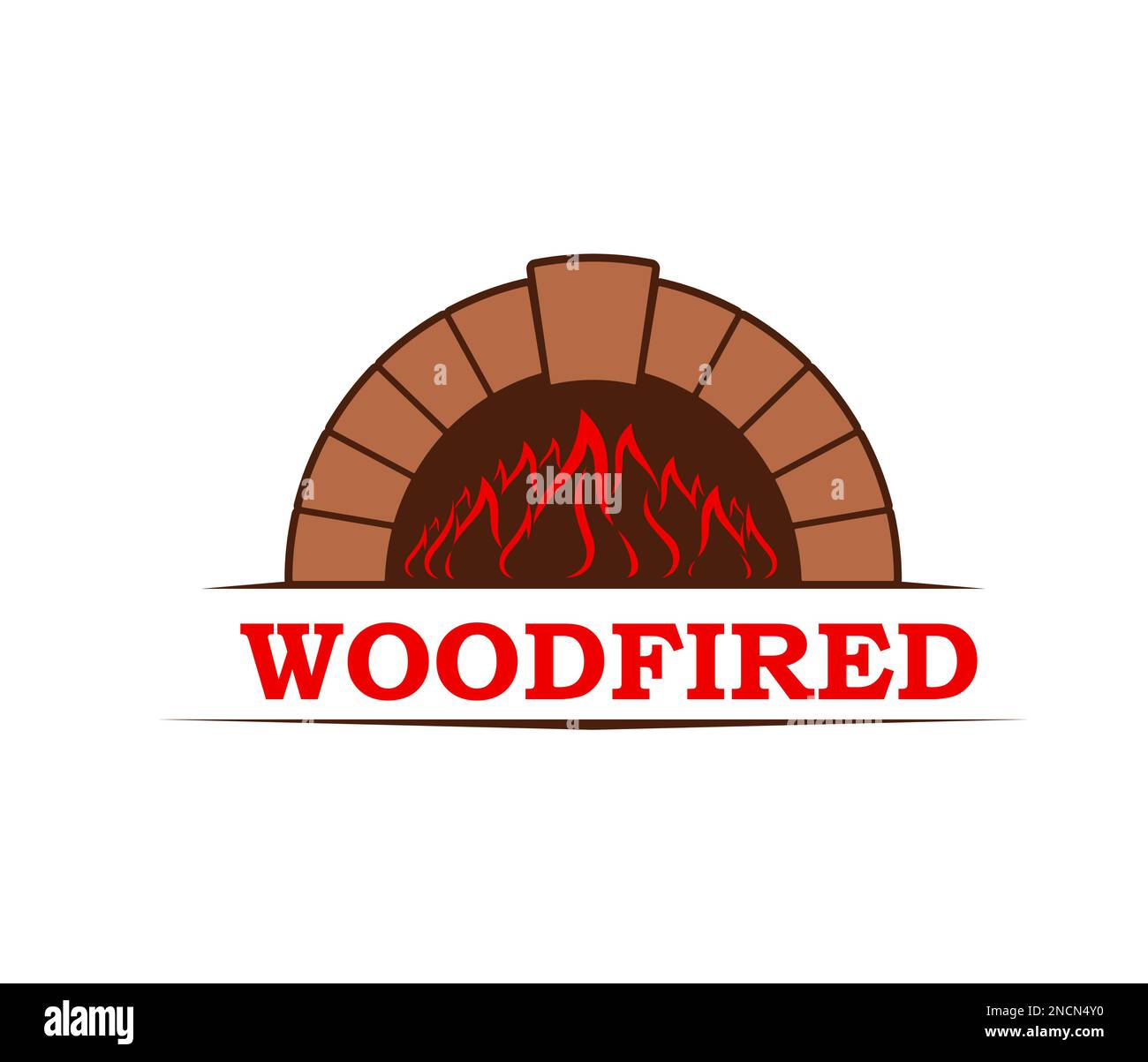 Fireplace, firewood chimney and hearth vector icon. Emblem with fire ...
