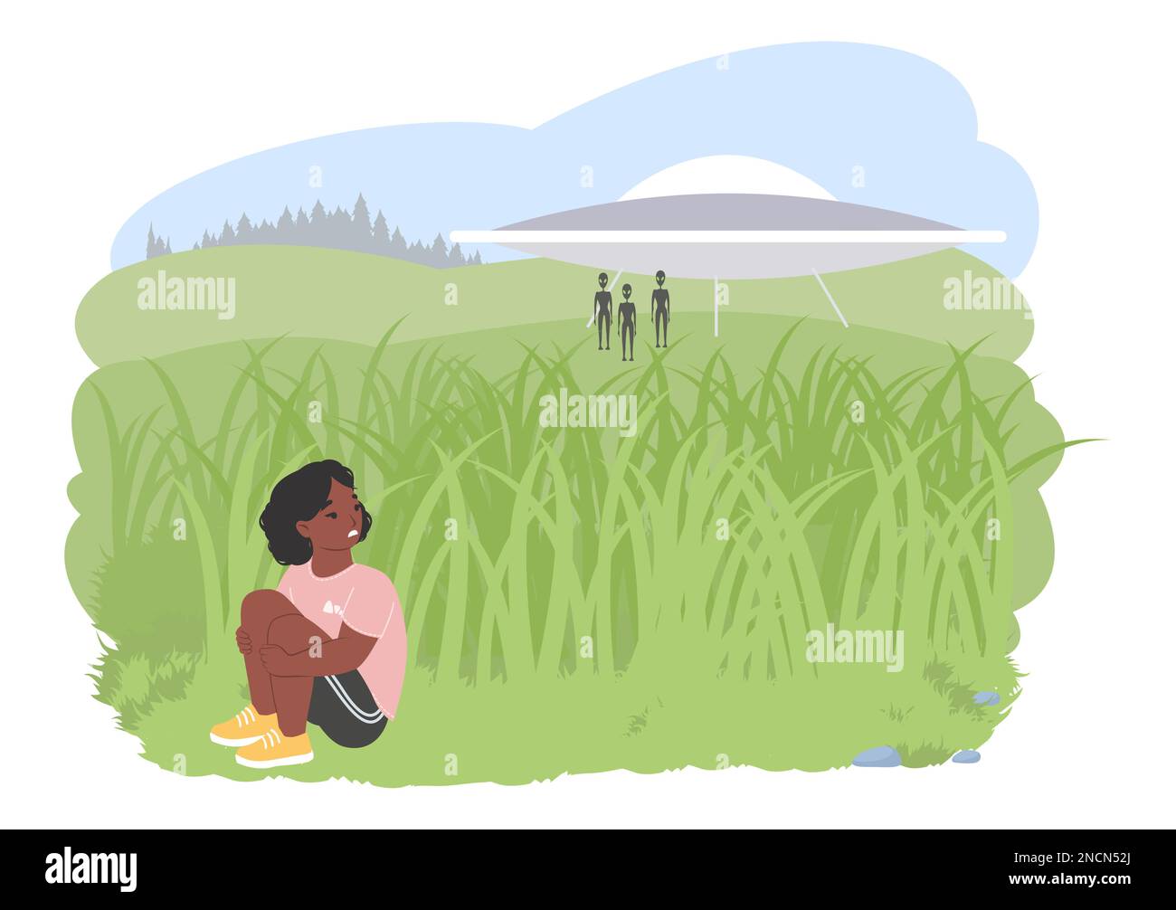 Child fears vector little girl scared of ufo Stock Vector Image & Art ...