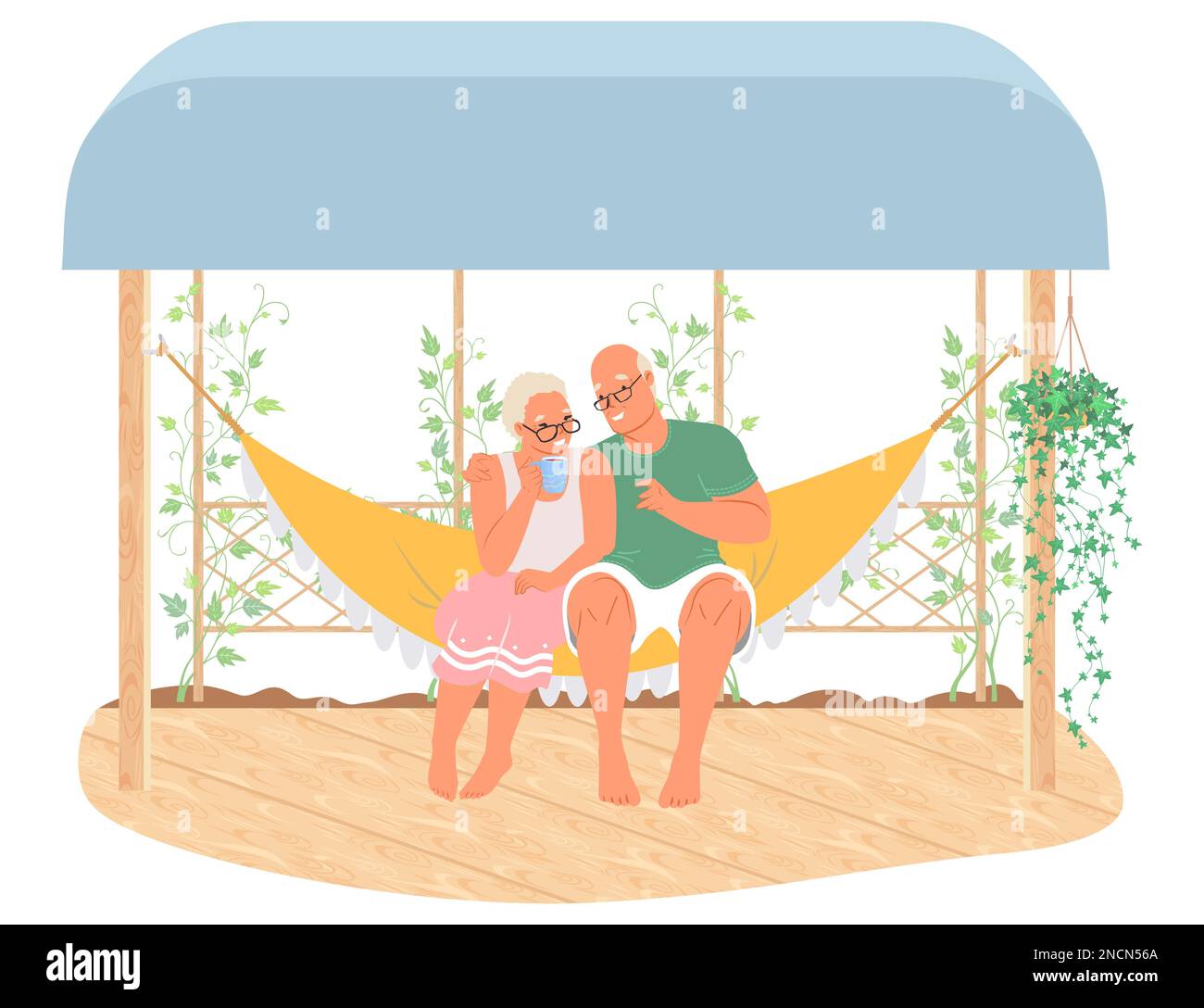 Elderly couple in hammock on backyard vector Stock Vector Image & Art ...