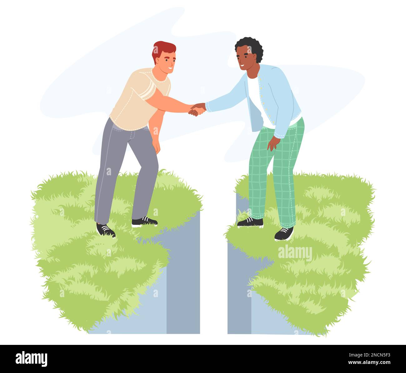 Happy male friends reconciliation handshake flat vector Stock Vector ...