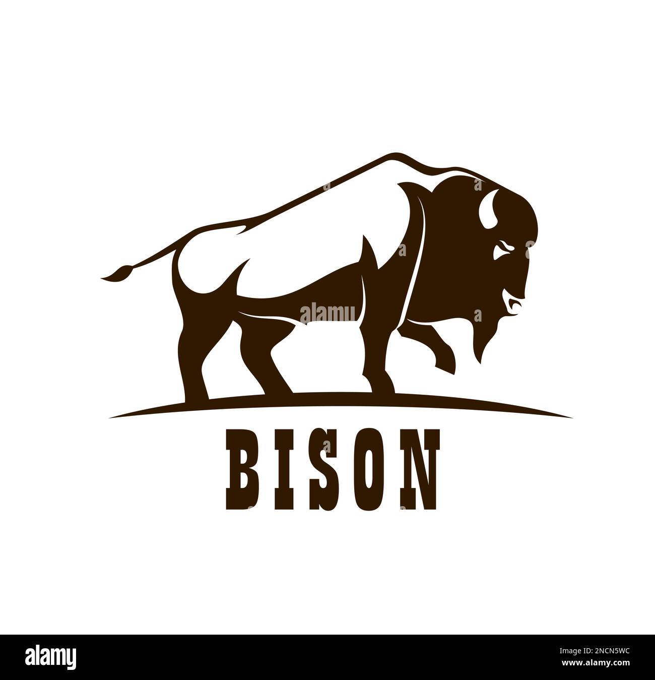 Bison buffalo animal icon. Hunting club, zoo or business company vector ...