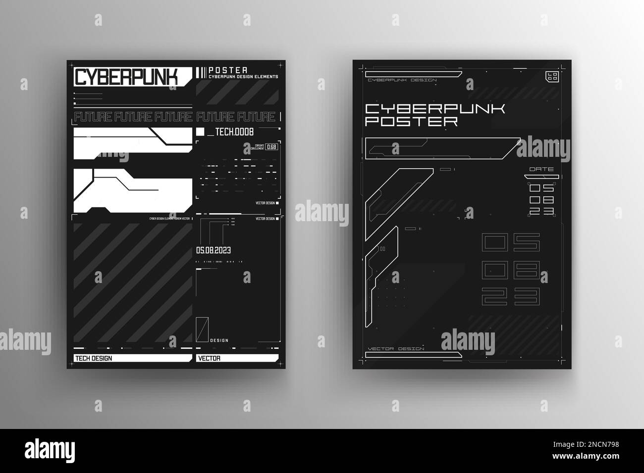 Set of cyberpunk futuristic poster. Modern cyberpunk design for web and ...