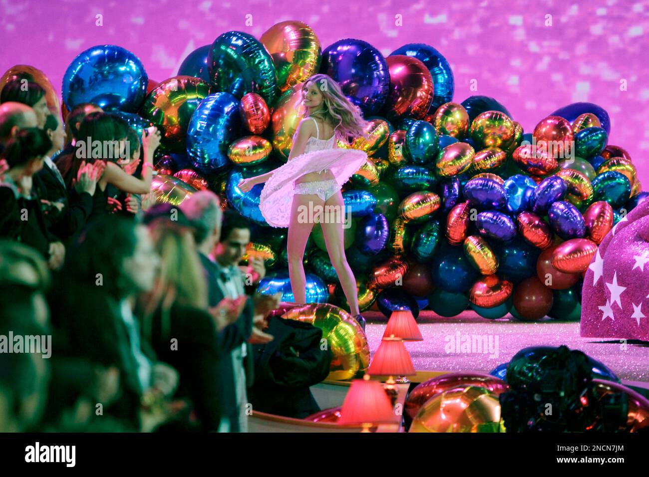 A model wears clothes from Victoria's Secret during a fashion show in ...