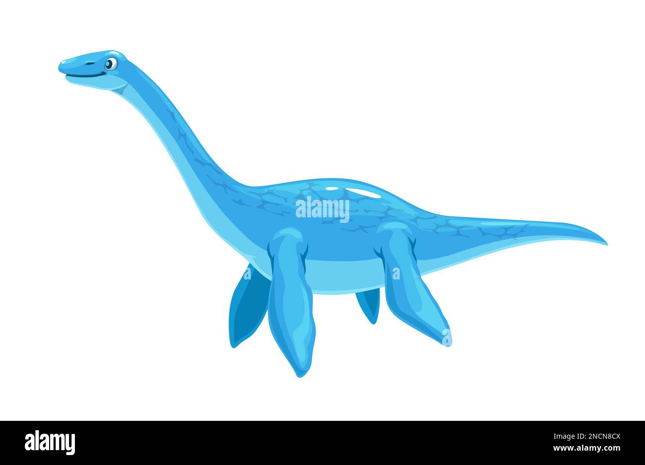 Cartoon plesiosaur dinosaur character. Isolated vector underwater ...