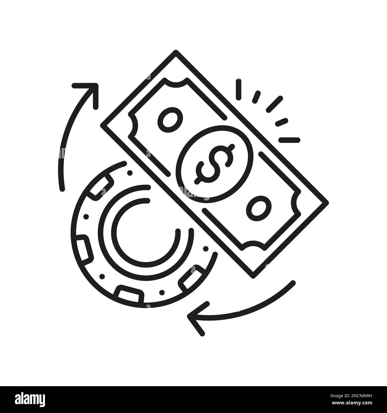 American dollar and coin, empty golden money sign, cash or treasure ...