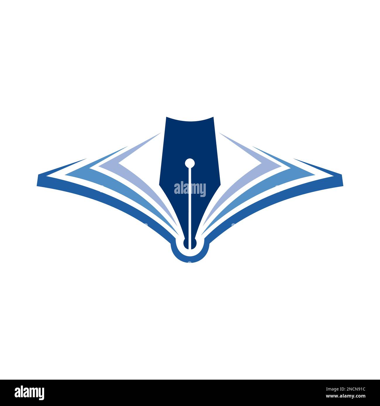 Opened textbook, book and fountain pen icon. Encyclopedia or dictionary ...