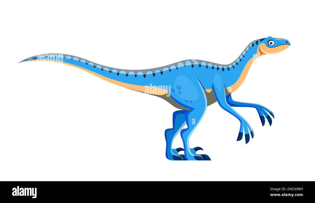 Cartoon Eoraptor dinosaur character. Extinct reptile, ancient wildlife ...