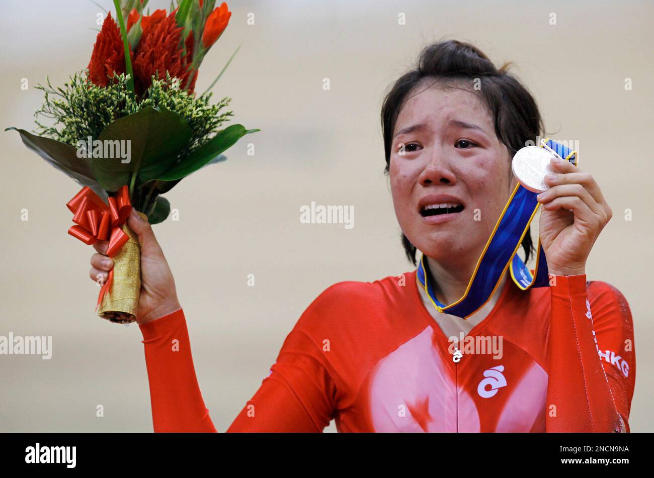 Hong Kong's Wong Wan Yiu weeps after she won the silver medal in the ...