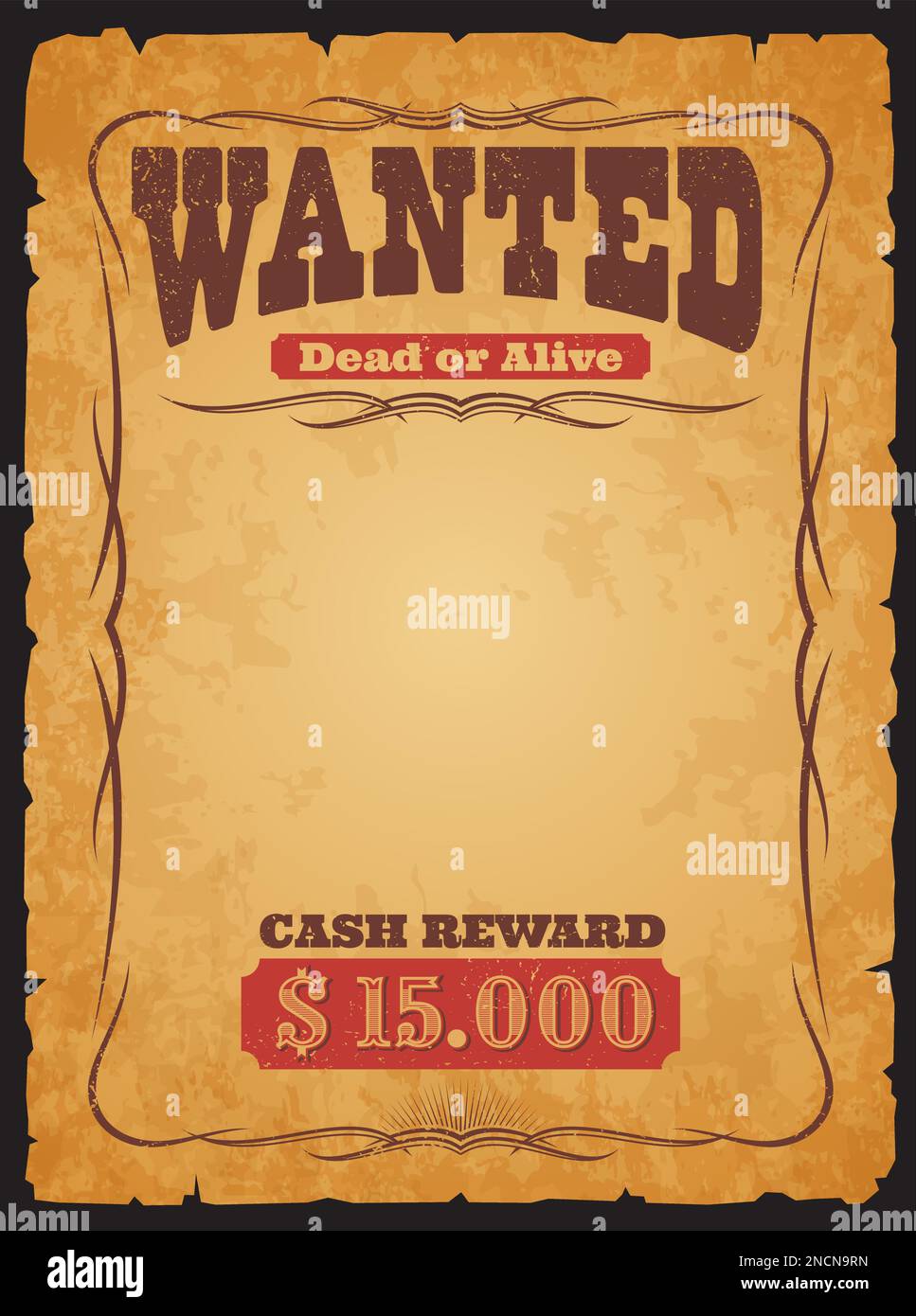 Western wanted banner. Dead or alive vintage poster. Outlaw catch ...
