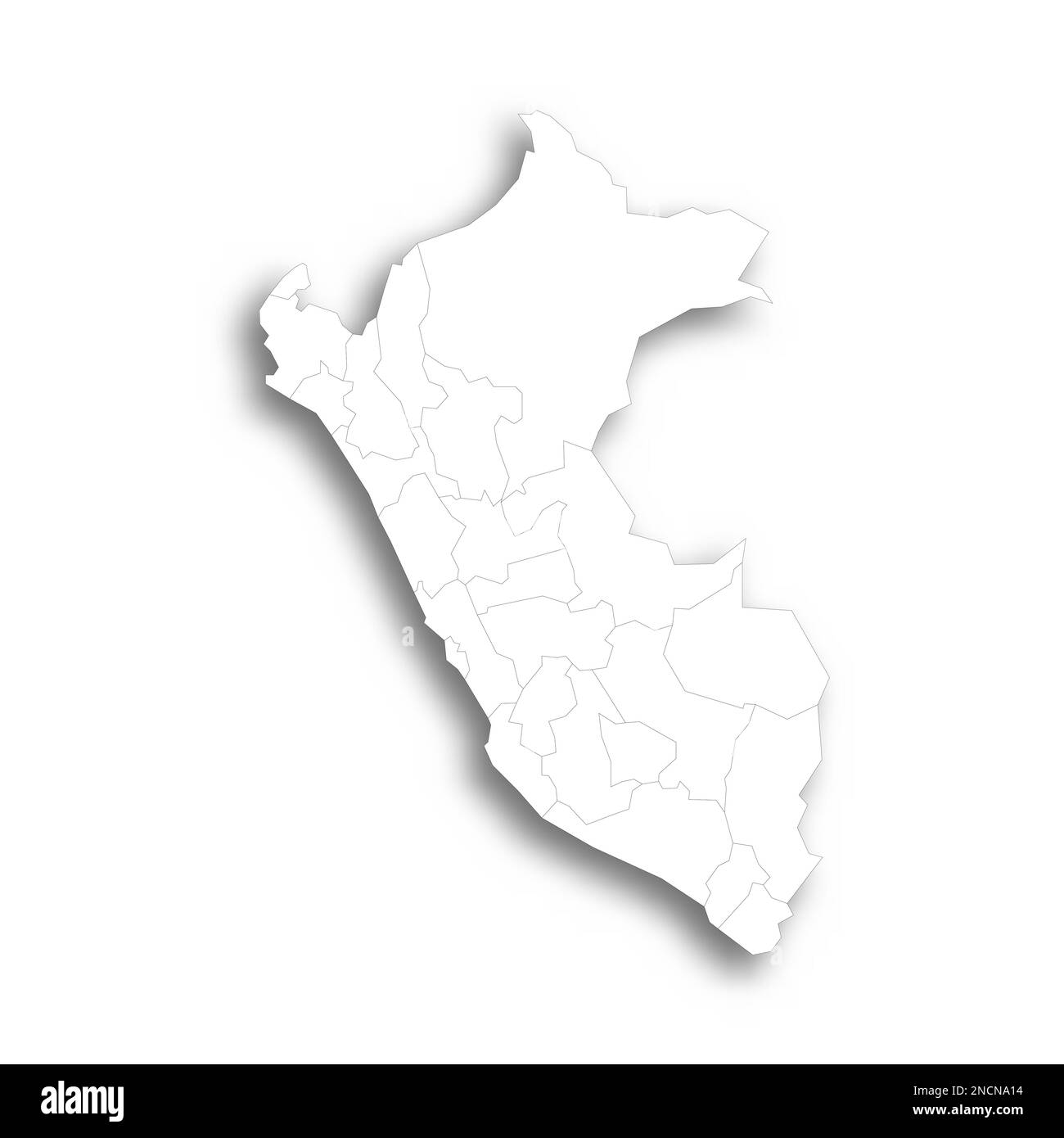 Peru political map of administrative divisions - departments. Flat ...