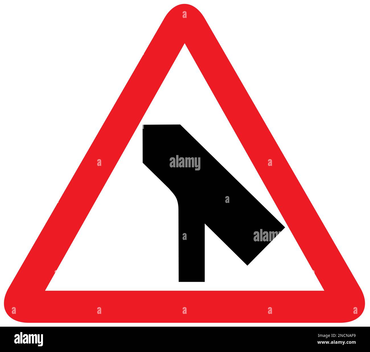 Traffic merges ahead onto main carriageway British road sign Stock Photo - Alamy