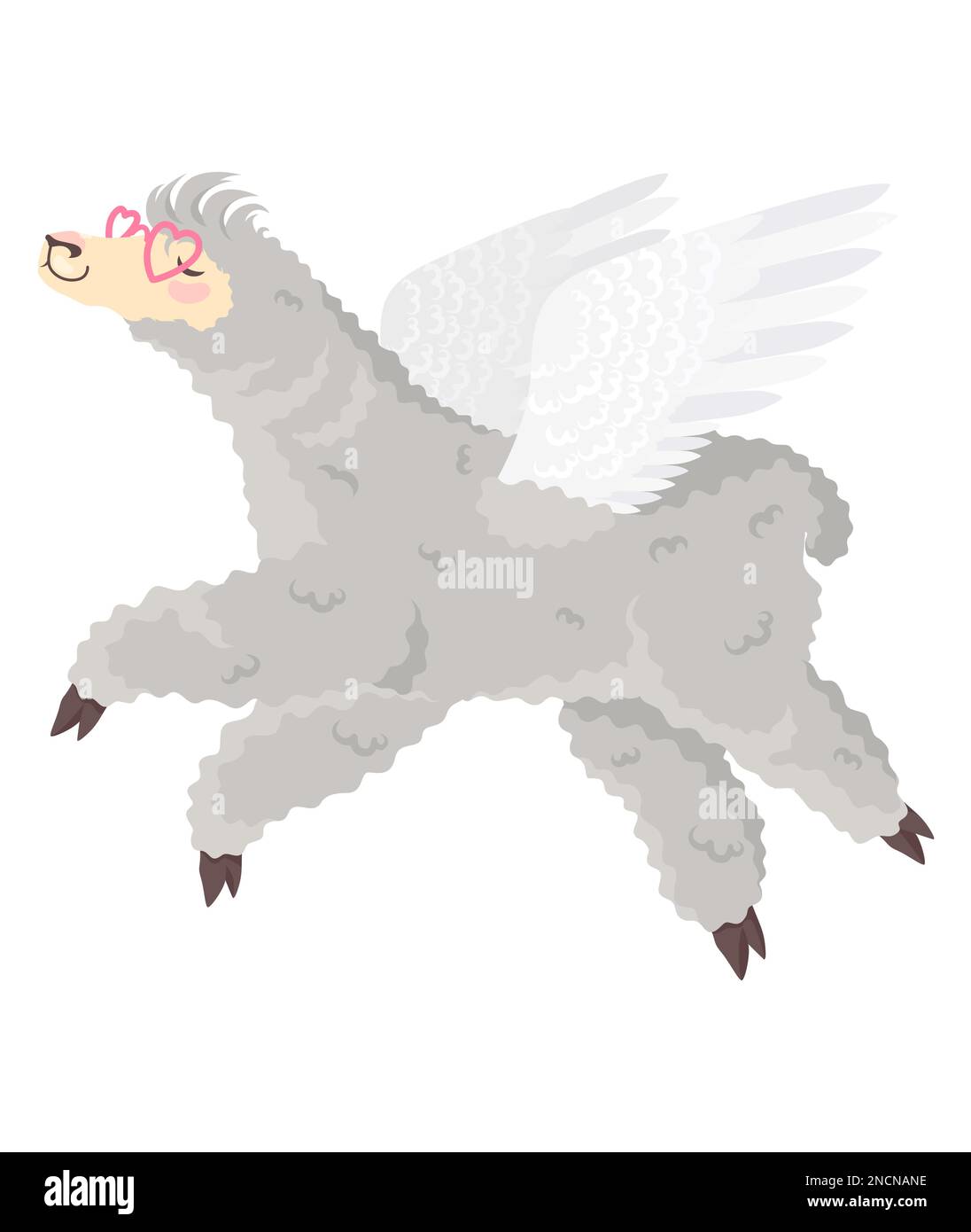 Funny lama with angel wings flat vector icon Stock Vector Image & Art ...