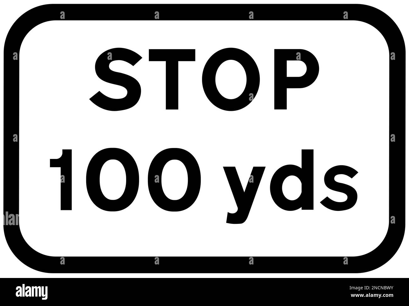 Stop 100 yards ahead British road sign Stock Photo - Alamy