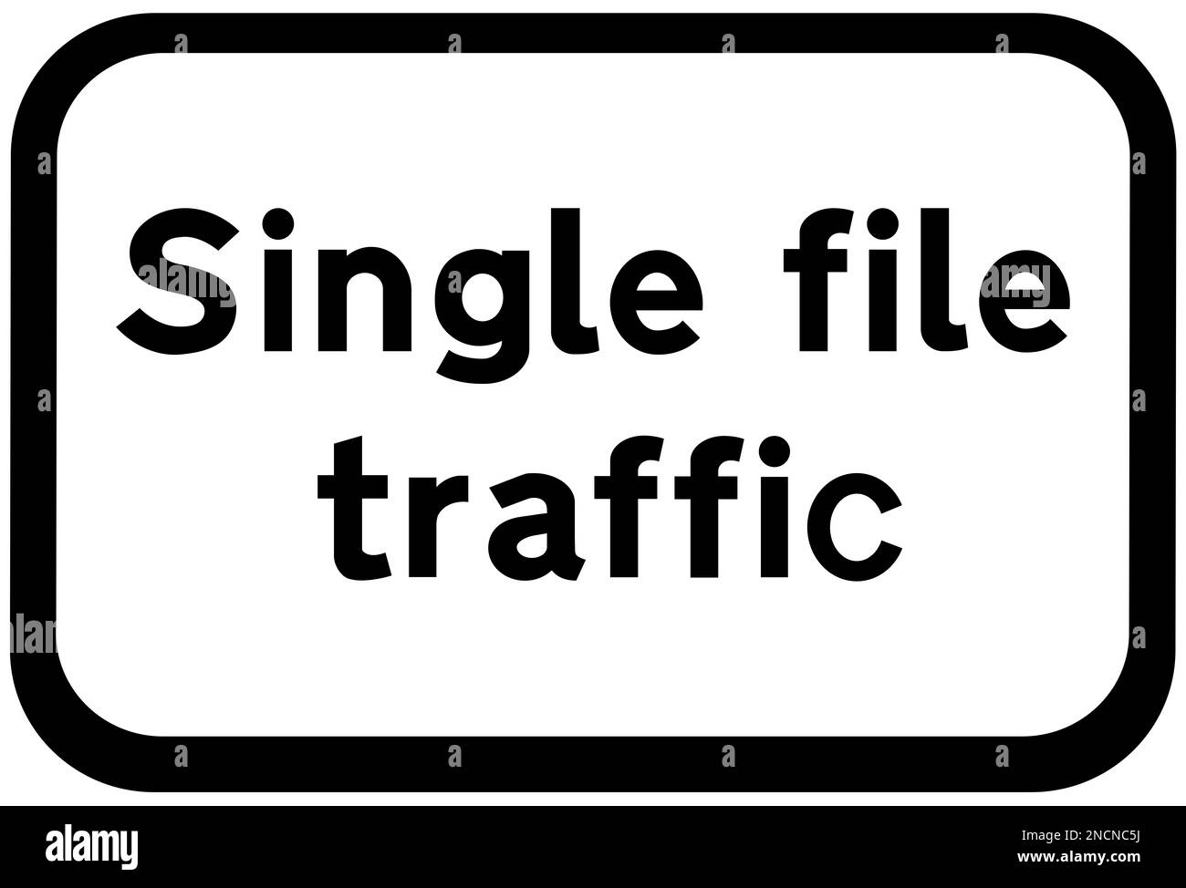 Single file traffic ahead British road sign Stock Photo - Alamy