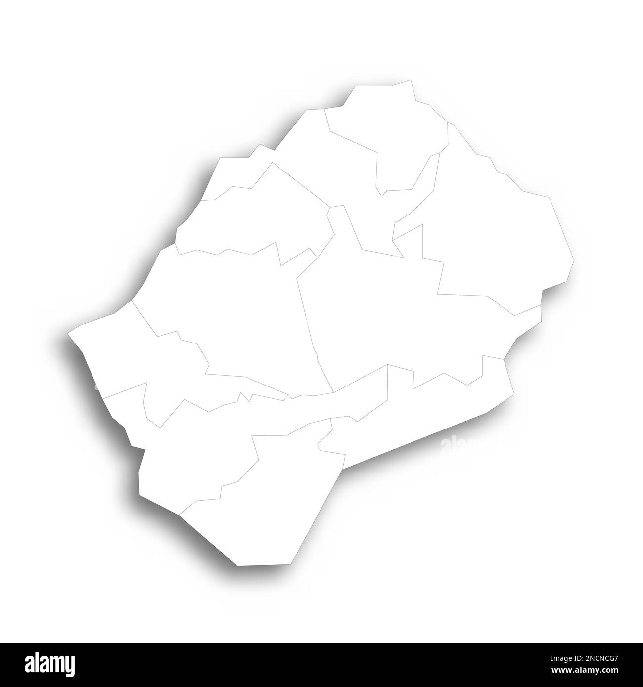 Lesotho political map of administrative divisions - districts. Flat ...