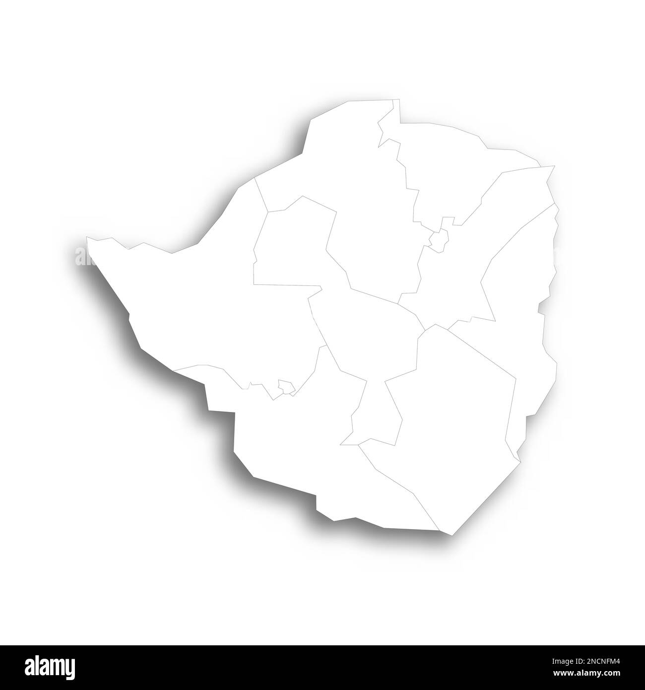 Zimbabwe political map of administrative divisions - provinces. Flat ...