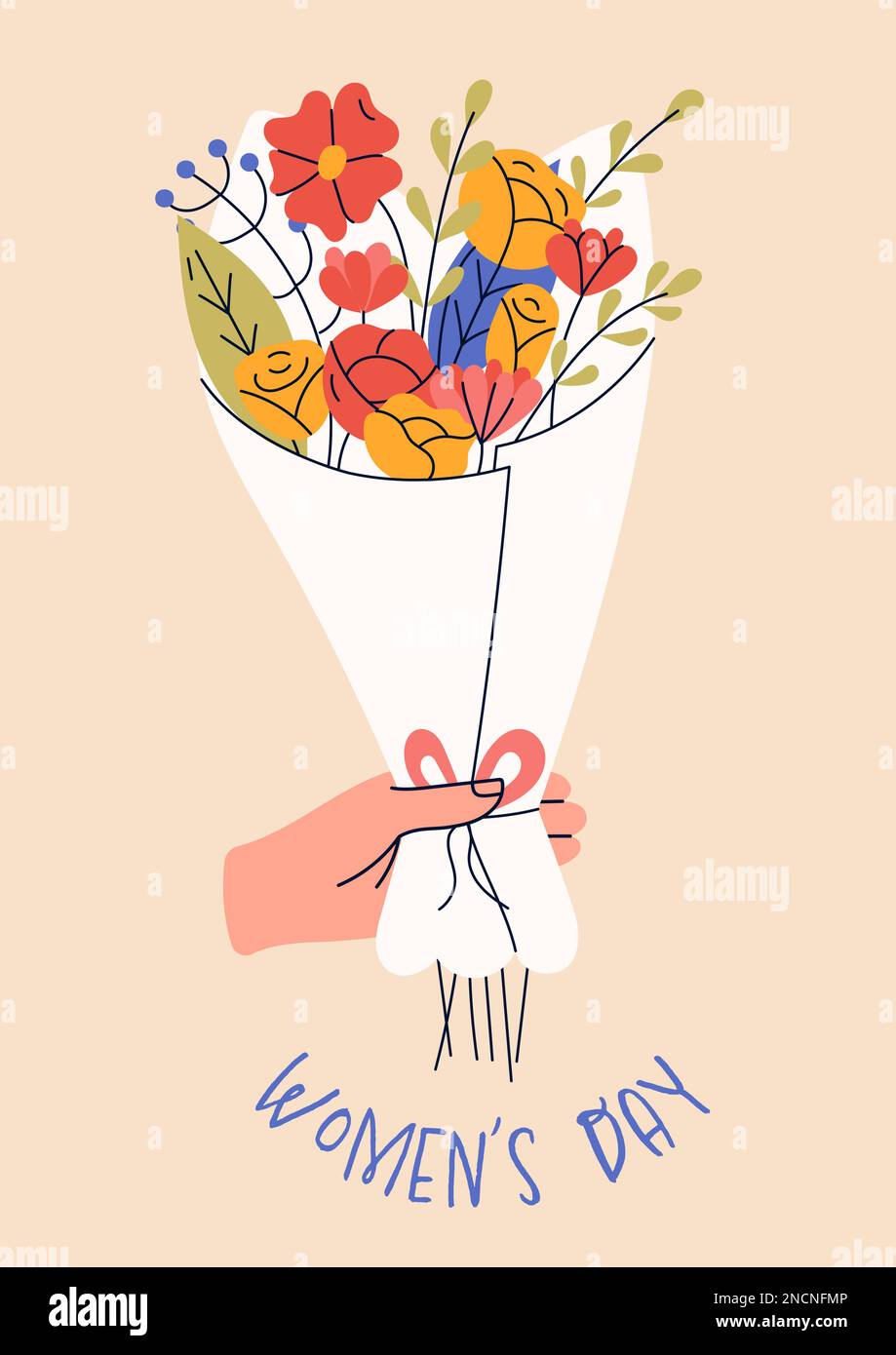 8 march, International Women's Day. Greeting card or postcard templates ...