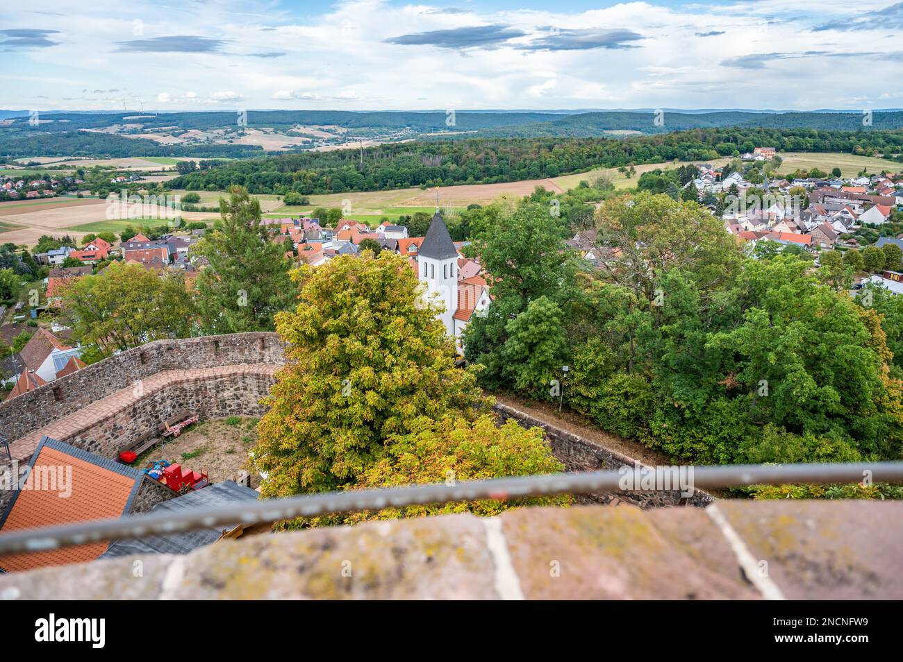 Beautiful landscape view of city Hering, Odenwald forest at otzberg ...
