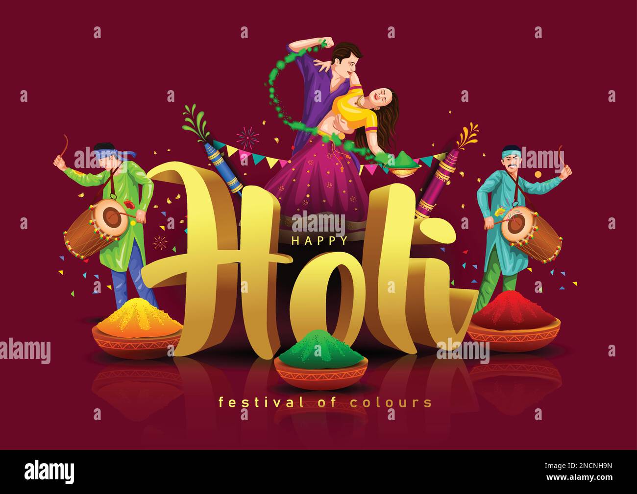 Beautiful poster for Indian festival Happy Holi with3d letter ...