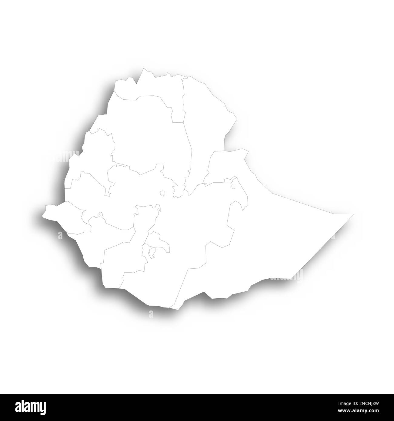 Ethiopia political map of administrative divisions - regions and ...