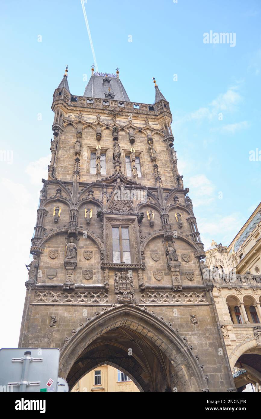 Old Town Bridge Tower guarding end of the Charles Bridge Czech Republic ...