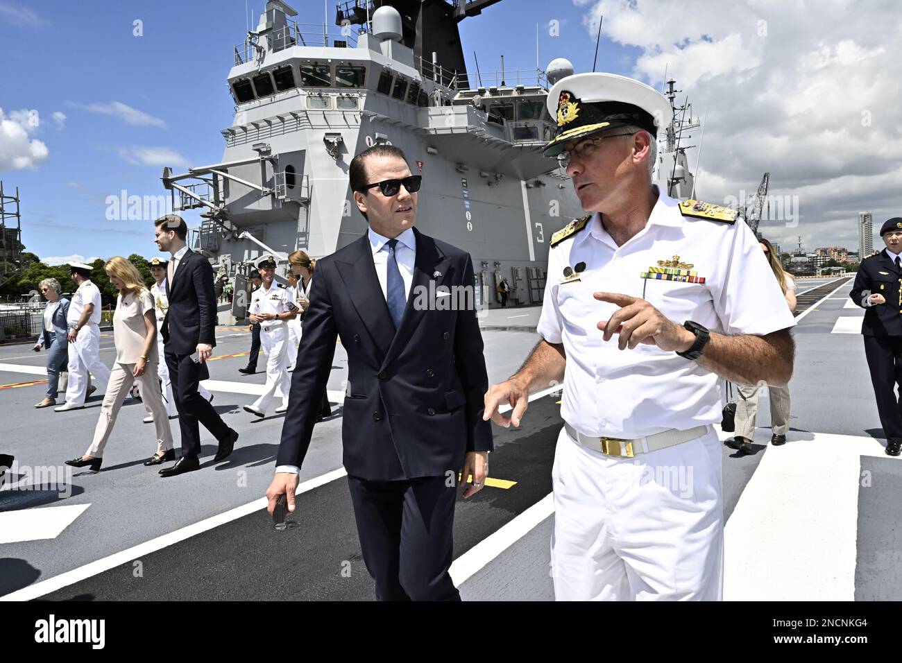 Prince Daniel of Sweden is shown around the naval base HMAS Kuttabul in ...
