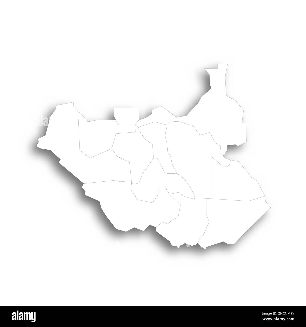 South Sudan political map of administrative divisions - states ...