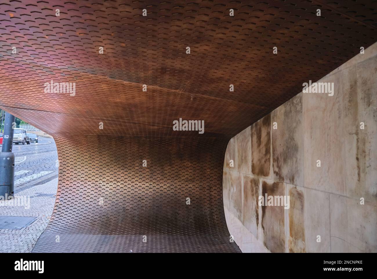 copper perforated metal sheet modern art structure, texture Stock Photo ...