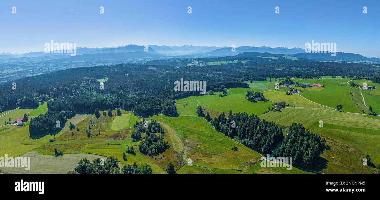 The region around Buchenberg in the Allgaeuer Seenland from above Stock ...