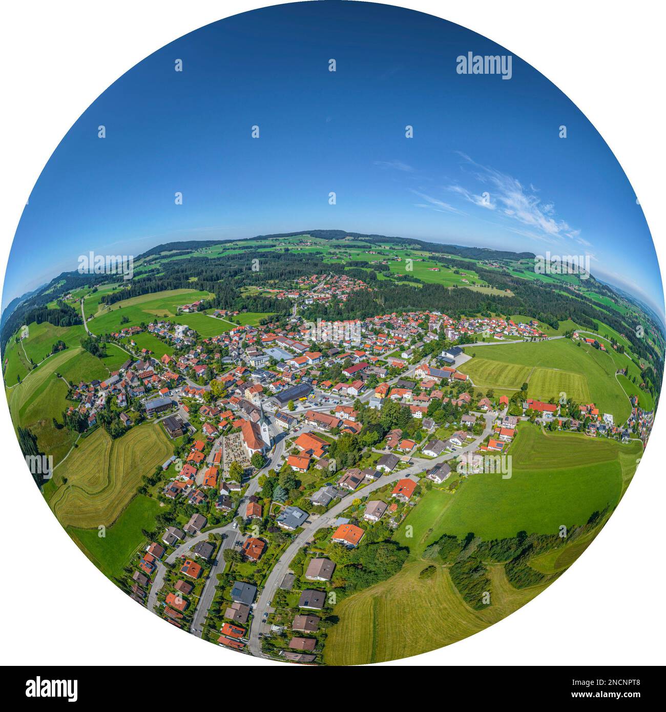 The region around Buchenberg in the Allgaeuer Seenland from above Stock ...