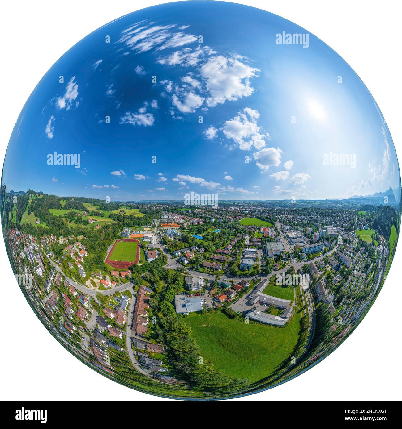 Aerial view to Kempten in zhe Upper Allgäu, the western parts around ...