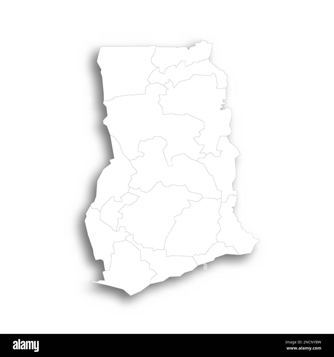 Ghana political map of administrative divisions - regions. Flat white ...