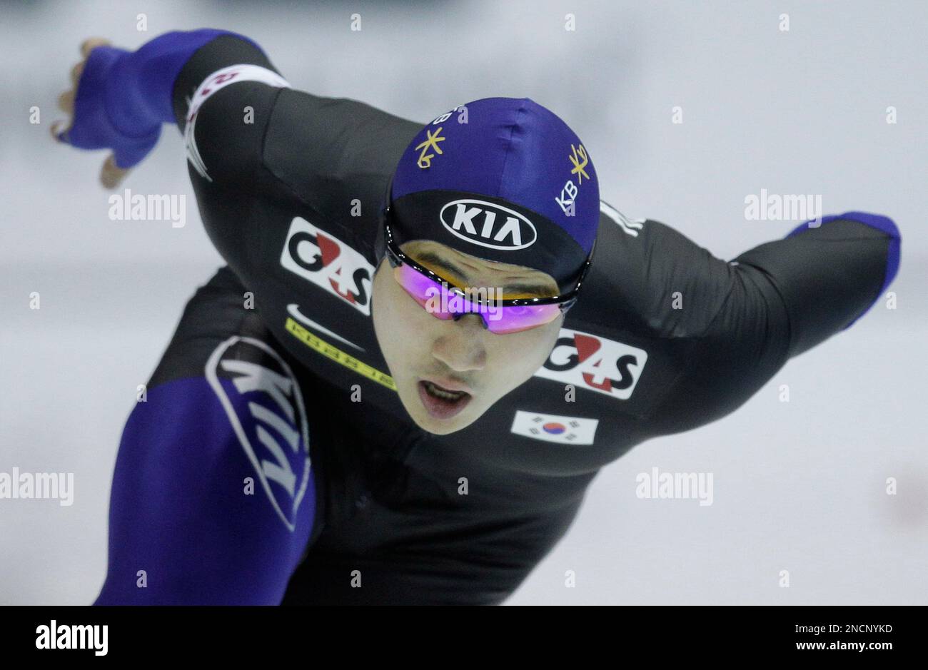 Korea's Kang-Seok Lee competes during the men's 1000 meter races at the ...