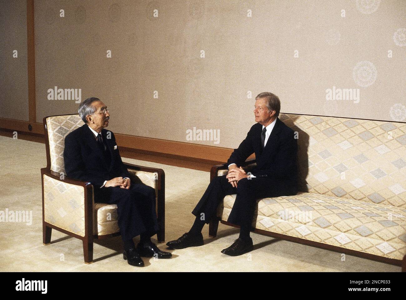 Japan’s Emperor Hirohito and U.S. President Jimmy Carter share a laugh ...
