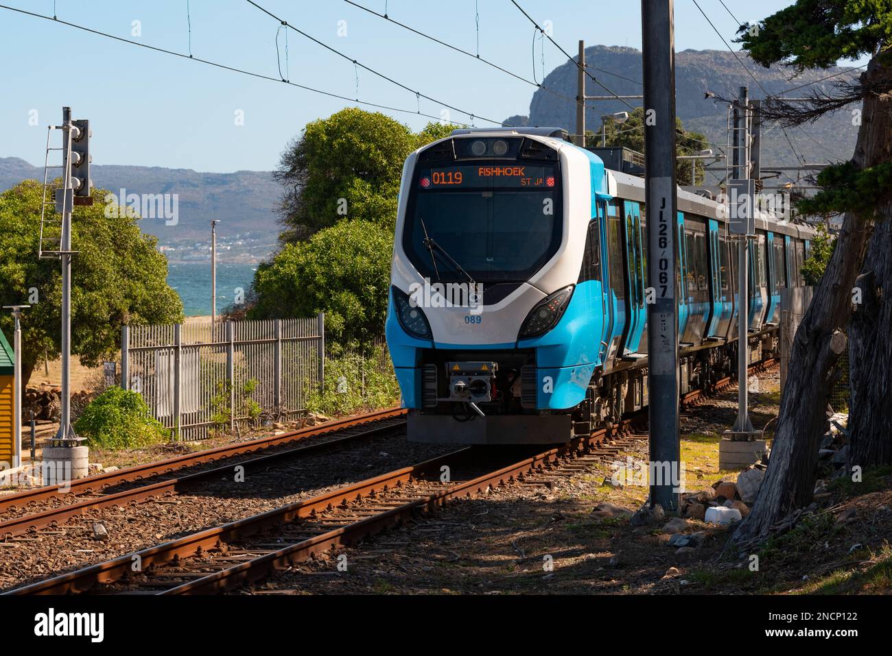 Cape Town, South Africa. 2023. New blue and white electric commuter ...