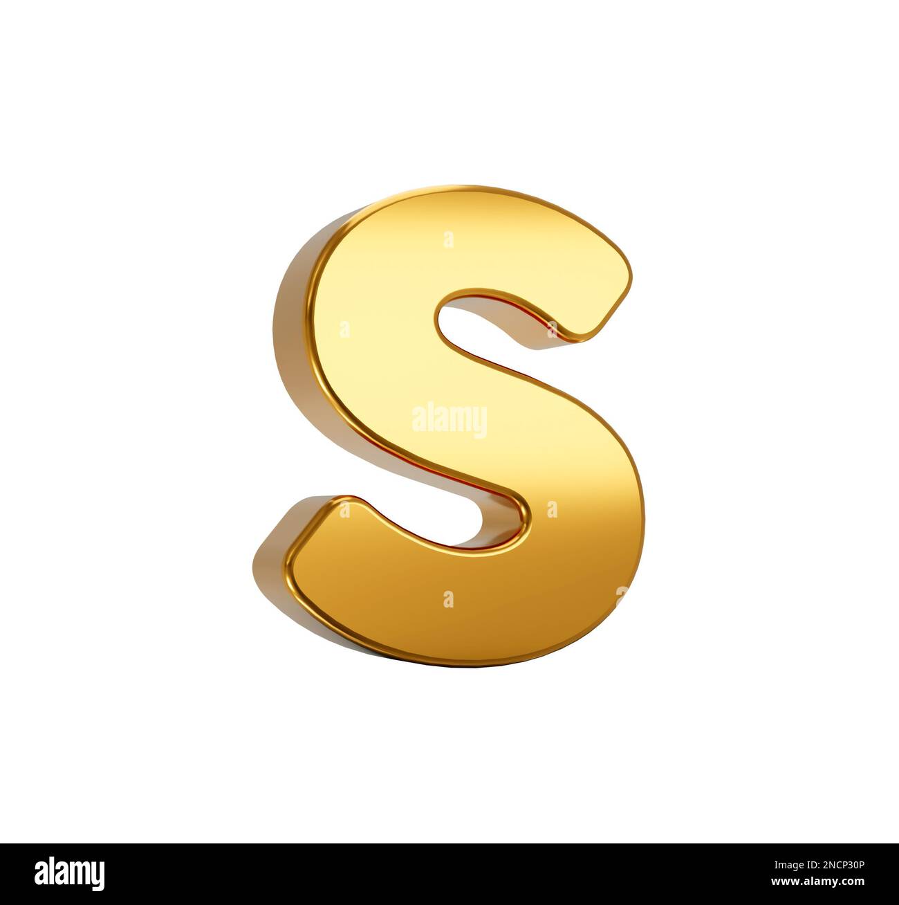 A 3D illustration of a golden letter S on a white background Stock ...