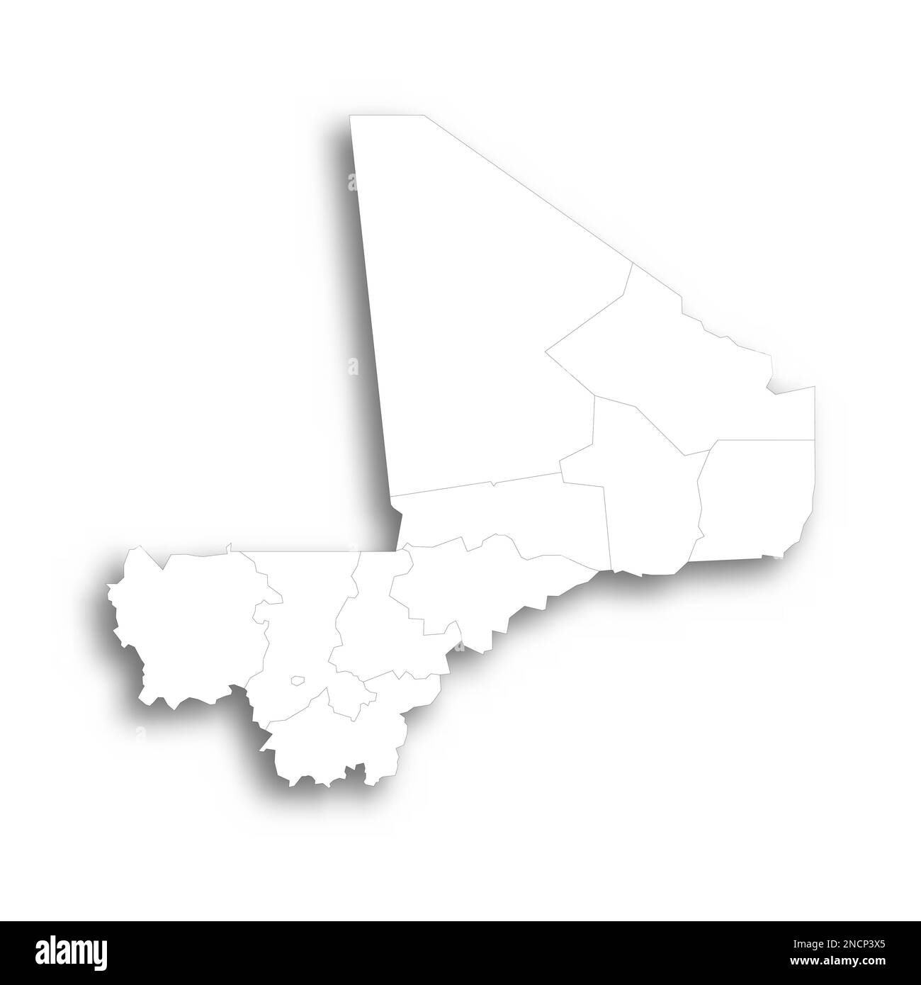 Mali political map of administrative divisions - regions and capital ...