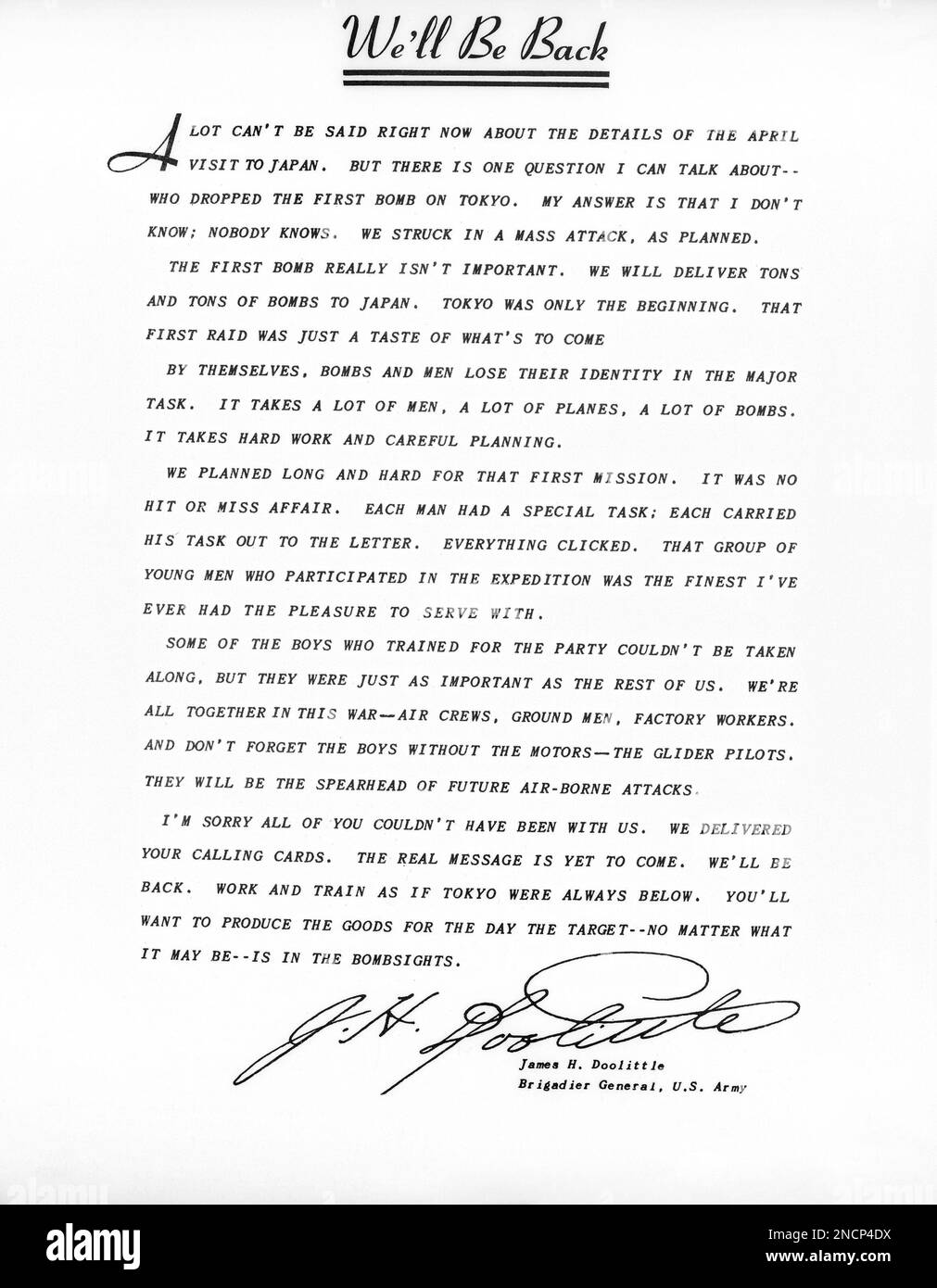 In this letter to the men of the U.S. Army Air Forces, Brig. Gen. James ...