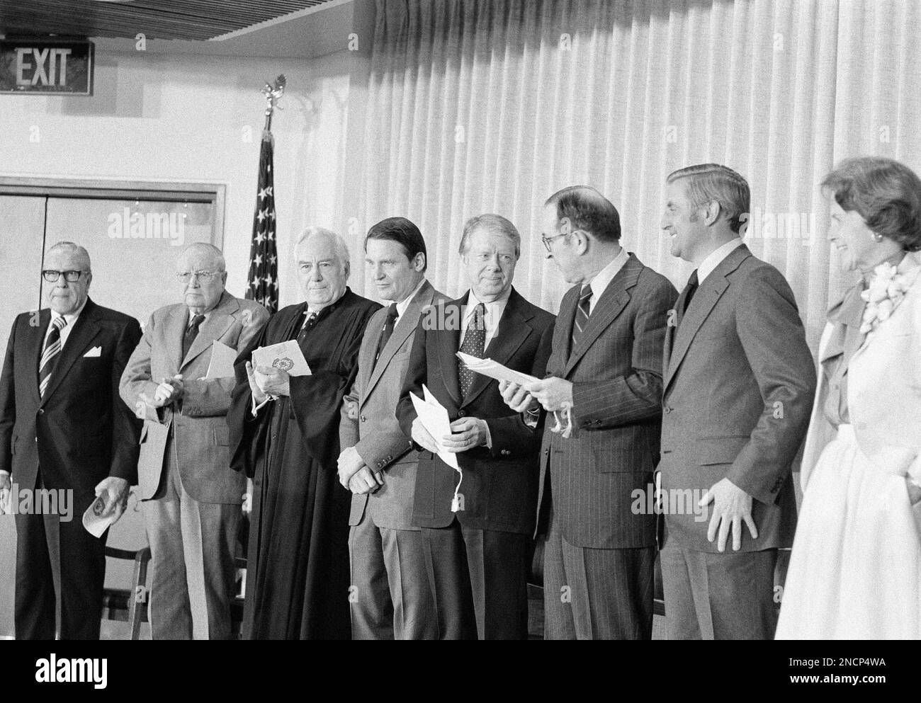 A line up of honored guests swearing in of new FBI Director William H. Webster in Washington on ...